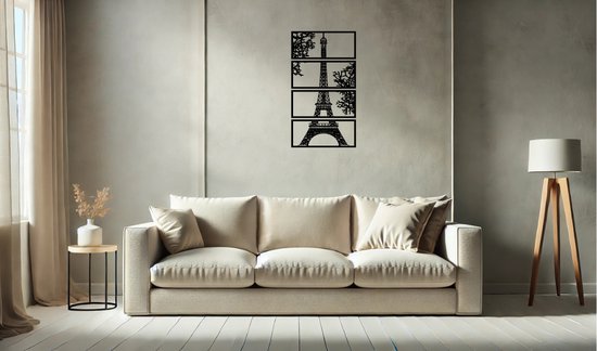 Eiffeltoren Wanddecoratie Zwart – 110x61 cm – Moderne Stijlvolle ...
