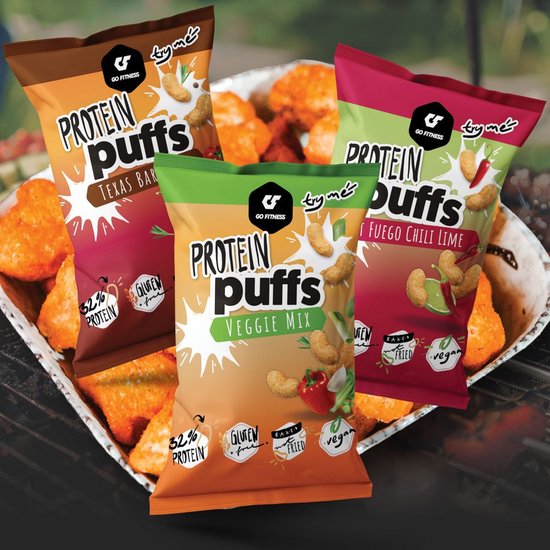 Protein Puffs - GO Fitness - eiwitrijke chips met smaak Texas Barbecue ...