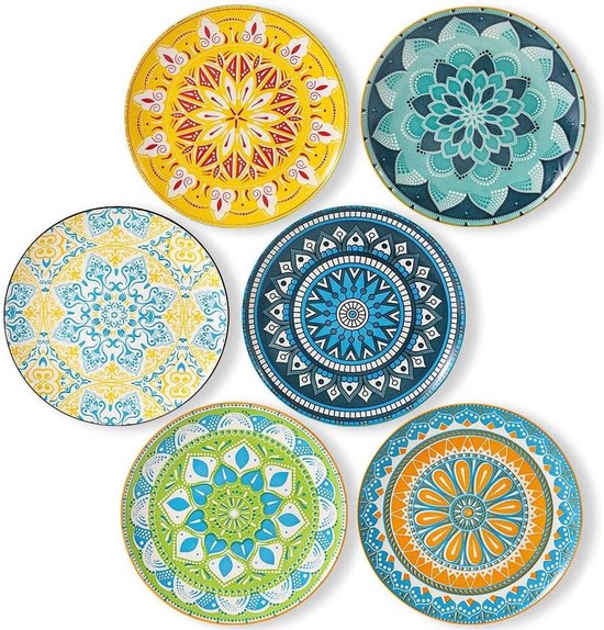 Dinner Plates Set 25.4cm Large Porcelain Round Plates Sets of 6 ...