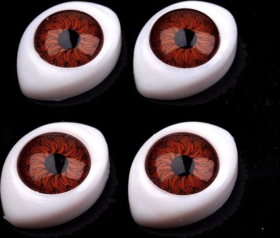 4 levensechte plastic ovale poppenogen - oogjes met iris bruin - 12 x ...