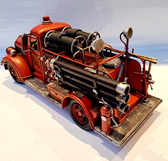 Blikken Brandweer auto 8BL146864800 uniek groot model lengte 41 cm A ...