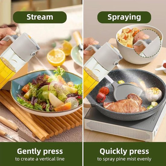 2-in-1 Oliesproeier voor Spijsolie - Voedselveilig Koken - 100ml Olie ...