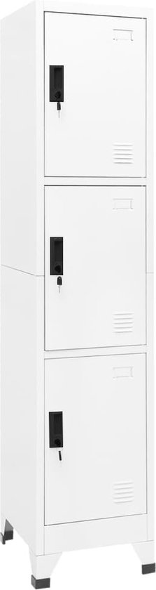 vidaXL Lockerkast 38x45x180 cm staal wit Lockerkast - Opbergkast ...
