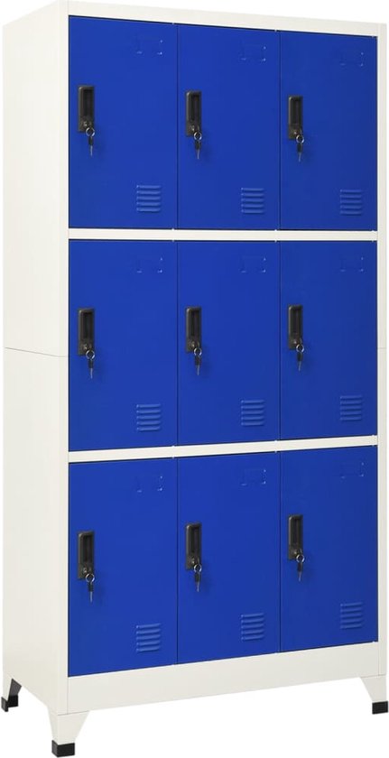 vidaXL Lockerkast staal grijs/blauw 90x45x180 cm Lockerkast - Metalen ...