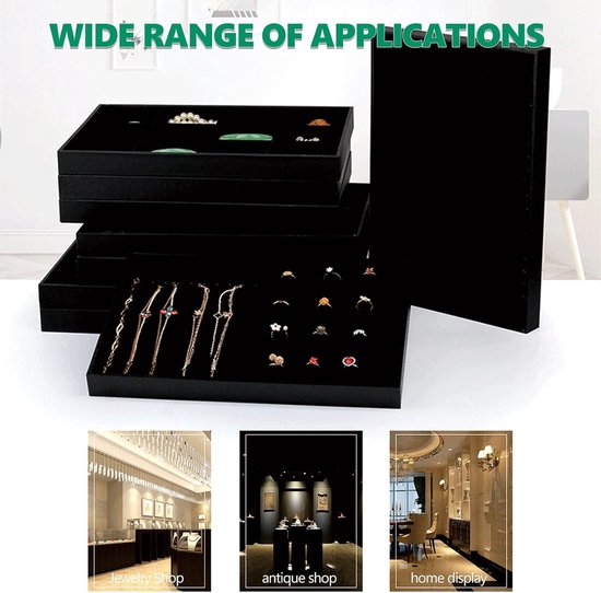 7 sleuven Velvet Ringdienblad Draagbare Oorbellen Studs Vitrine - Zwart | bol