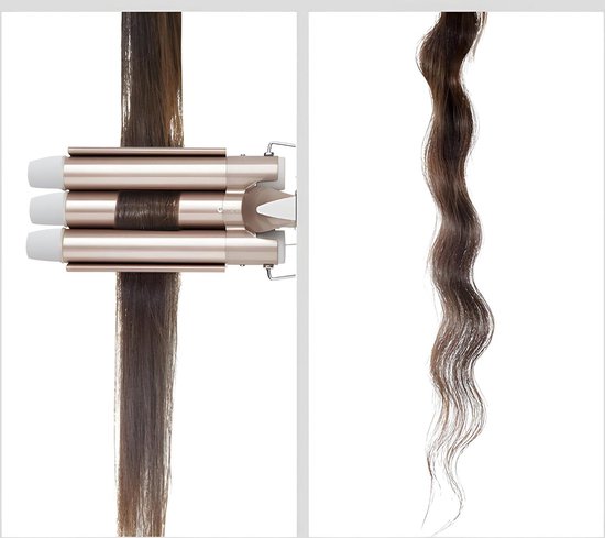 3-barrel curling iron - adjustable temperature large waves - fast ...