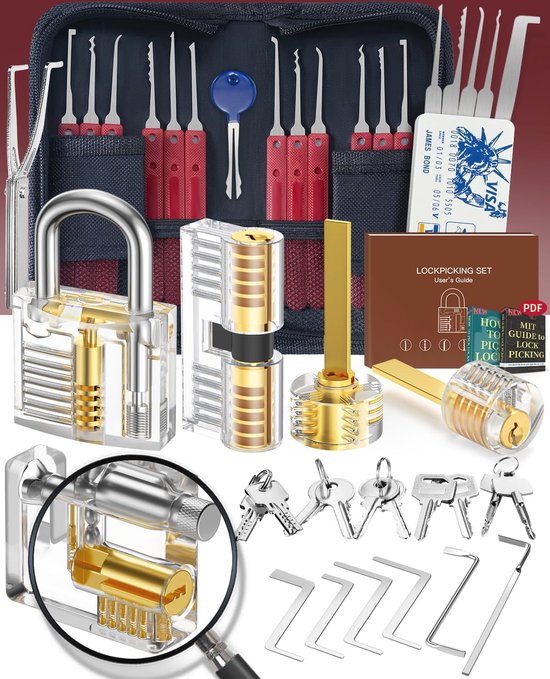 Lockpicking Set 37+5-delig voor Beginners en Professionals - Inclusief Transparante... | bol