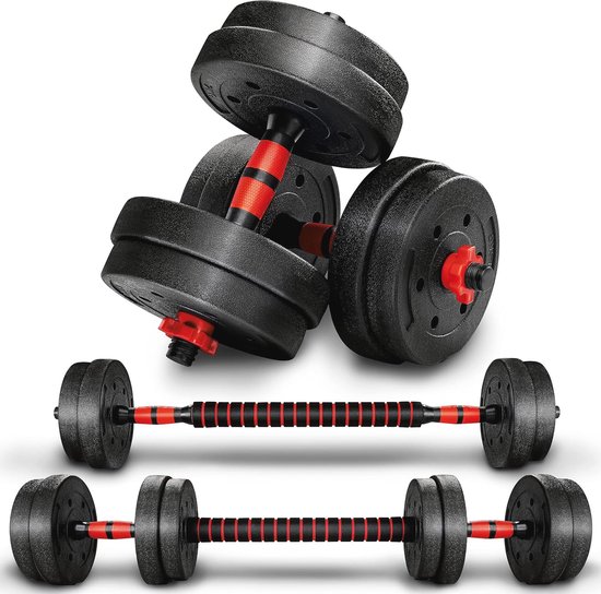 2-in-1 verstelbare halterset 15-30 kg | korte en lange halters voor ...