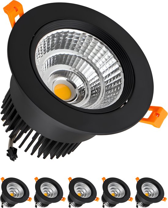 Lichtendirect – Dimbare LED inbouwspots – Set van 6 – Zwart ...