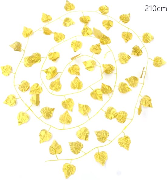 Gouden Blaadjes Slinger - 3 stuks - Kunststof Druivenbladeren - 210 cm ...
