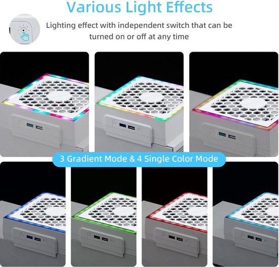 oCreon Koelventilator voor Xbox Series S - 3 Snelheden - RGB LED 2 USB - poorten -... | bol