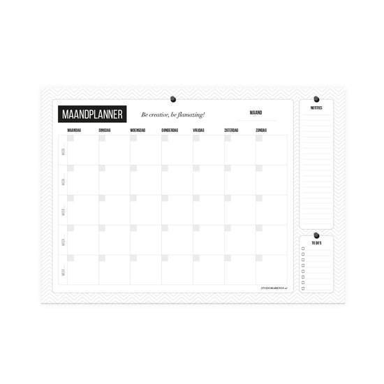 Maandplanner | Zwart-wit | A3| Afscheurbare maandkalender | Zonder data ...