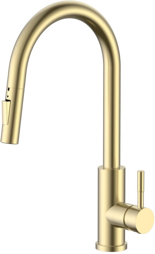Pure.Sink Elite Steel Stream-S kitchen faucet PVD brushed gold with ...
