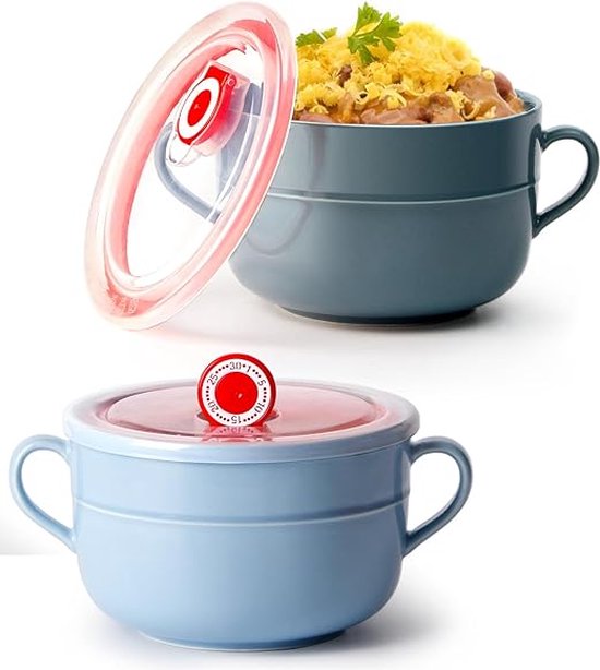 900 ml magnetron soepkom set, soepbeker met handgrepen, ramen kom met ...