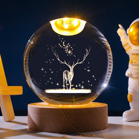 Kerstcadeauset - Kerst glazen bol met licht - Kerstfiguren - Reindeer | bol