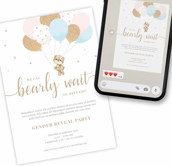 Digitale Uitnodiging Bearly Wait | Unisex | bol