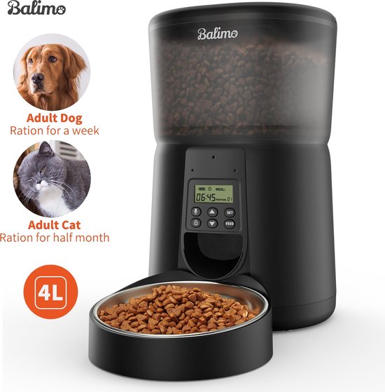 Balimo Automatische voerbak kat en hond 4L - Voerautomaat kat - Voice ...