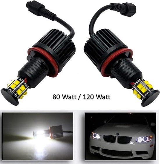 H8 WITTE LED Angel Eyes Bulbs 120 Watt Geschikt voor BMW E87, E88, E90, E91, E92, E93,... | bol