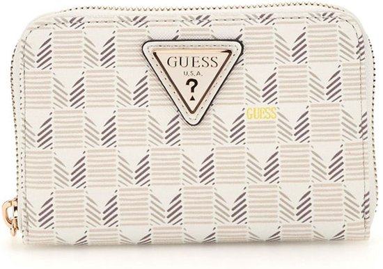 GUESS Portemonnee G Wave SLG Medium Zip Around Wallet Stone Logo Wit | bol