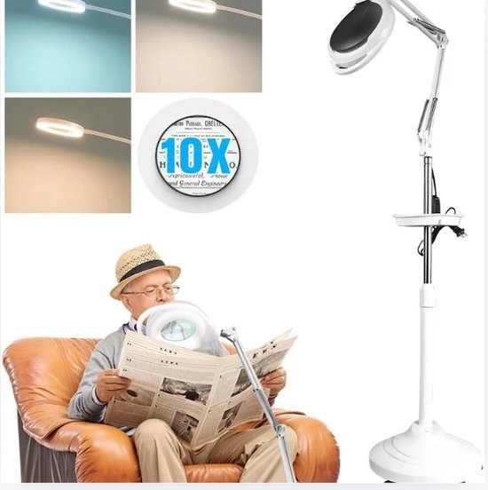 Vloer Loeplamp - Met Verlichting - Verstelbaar - Met Standaard ...