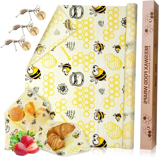 Herbruikbare bijenwas wraps set van 100 x 33 - Waspapier voor ...