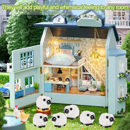 Miniatuur schaapfiguren, 30 stuks mini-schaapdecoratie, hars, schaap ...