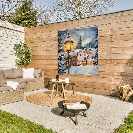 Tuinposter 100x100 cm - Tuindecoratie Kerstdorp - Huizen - Sneeuw - Kerst - Poster... | bol