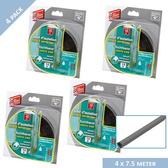 Ellen tochtband - D-profiel - 8 x 6 mm - 30 mtr - Zwart | bol