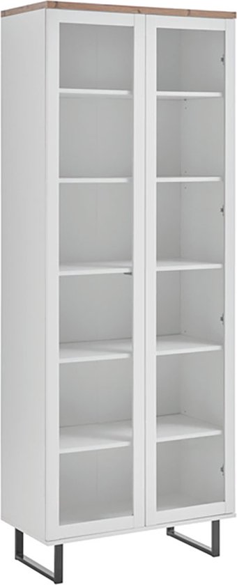 Anna vitrinekast 2 deuren wit eik decor. | bol