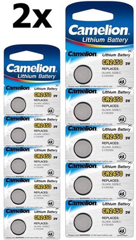Camelion CR2450 3v lithium knoopcelbatterij - 10 Stuks (2 Blisters a 5 Stuks) | bol