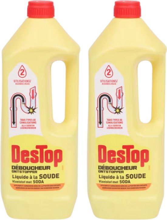 Destop ontstopper - 2 x 1 liter - Voor alle soorten pijpleidingen ...