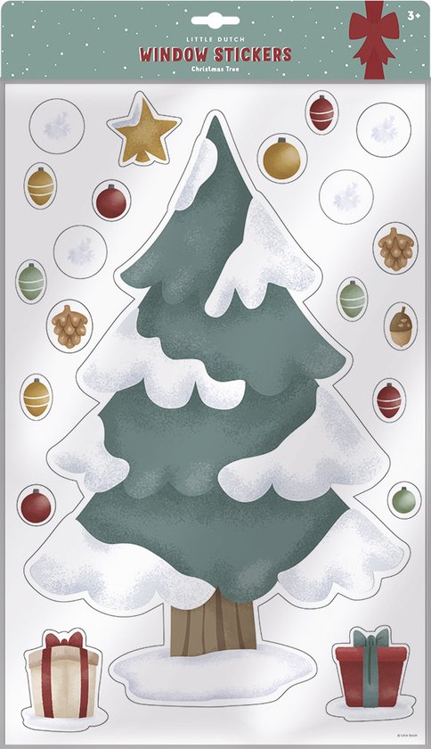 Little Dutch raamstickers kerstboom - herbruikbaar - statische raamfolie - decoratief... | bol