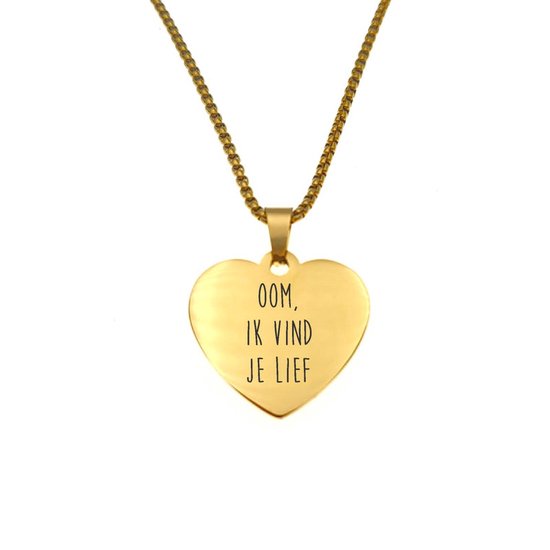 Ketting RVS - Hart - Goud - Oom Ik Vind Je Lief | bol