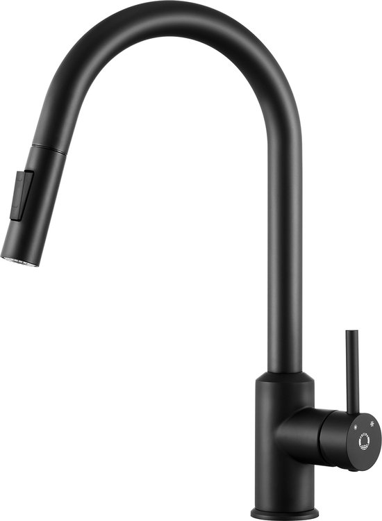 CECIPA max Keukenkraan Zwart - Keukenkraan Met Uittrekbare Hoge uitloop - 360°... | bol