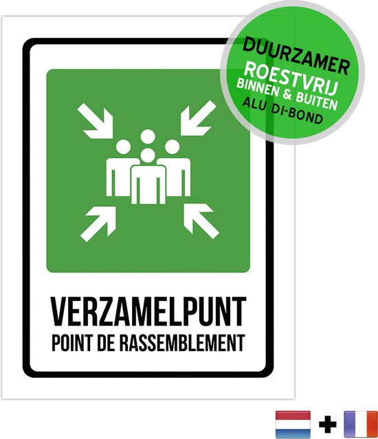 Pictogram/ bord Dibond | "Verzamelpunt / Point de rassemblement" | 27 x ...