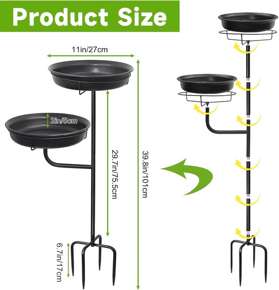 Vogelbad voor in de tuin - Vrijstaand waterplaats voor wilde vogels en ...