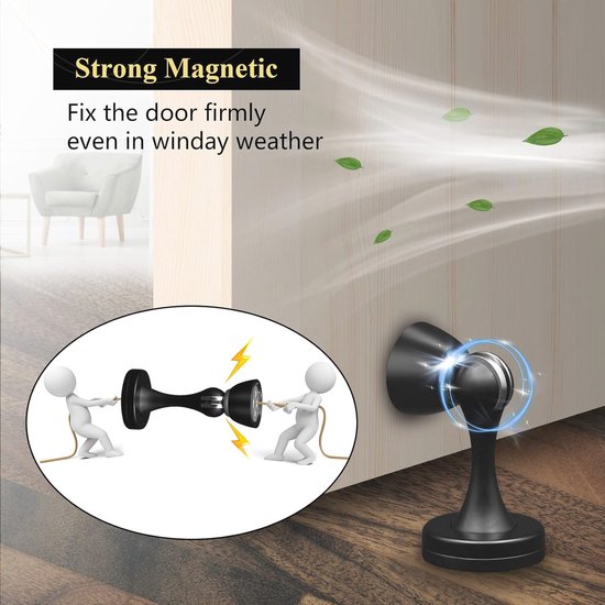 Zware magnetische deurstopper voor vloer- en wandmontage - 2 stuks ...