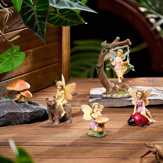 Betoverende Set Van 5 Miniatuur Tuin Elfjes Beeldjes Voor Magische ...