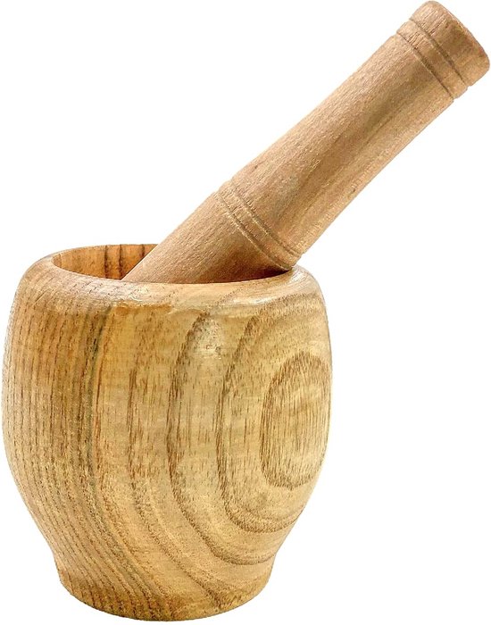 Houten Vijzel en Stamper Set voor Kruiden en Specerijen, Knoflook ...