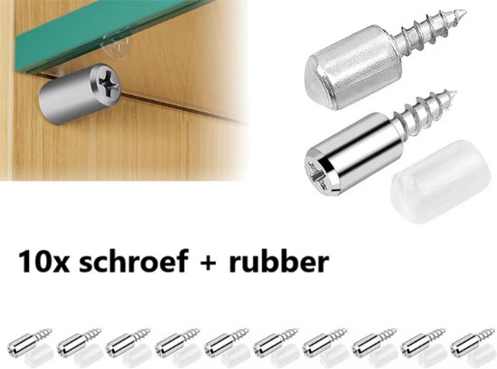 TLVX 10 stuks sterke Schroef + rubber / Plankdragers / Kastschroeven ...