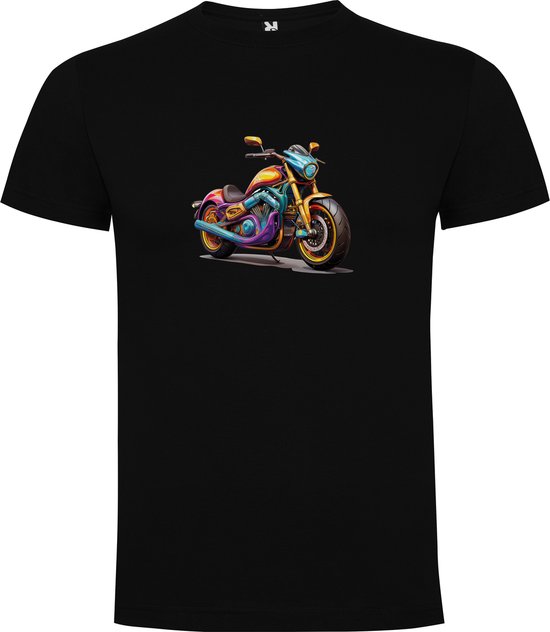 Zwart T-Shirt met “Kleurrijke Motor - Stoer - Opvallende Motorfiets ...