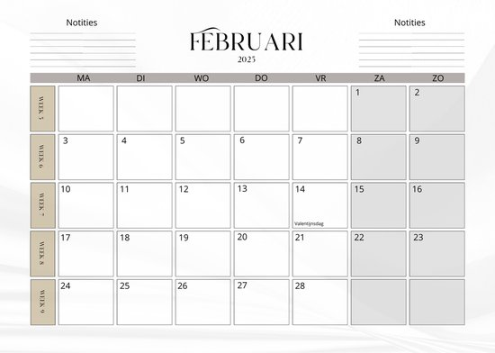 Jaarkalender A4 formaat prachtig en stijlvol met veel ruimte voor ...