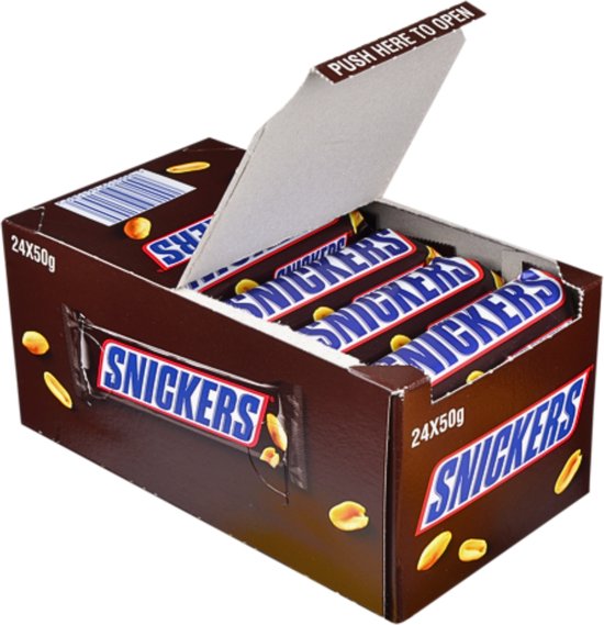 Snickers Voordeeldoos - Chocolade Repen - 24 x 50 gram | bol