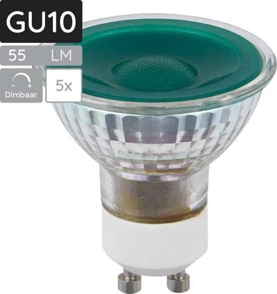 SPL GU10 LED Lamp 5W Dimbaar - Groen - LED Spot MR16 - Feestverlichting - 5 Stuks | bol