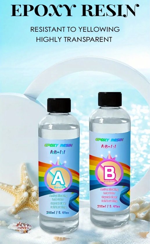 Set van 2 epoxy. 500ml. 2x 250ml A en B. Geschikt voor hobby doeleinden | bol