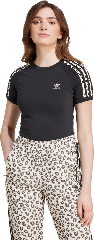 adidas Originals Leopard 3-Stripes T-shirt - Dames - Zwart- 2XS | bol
