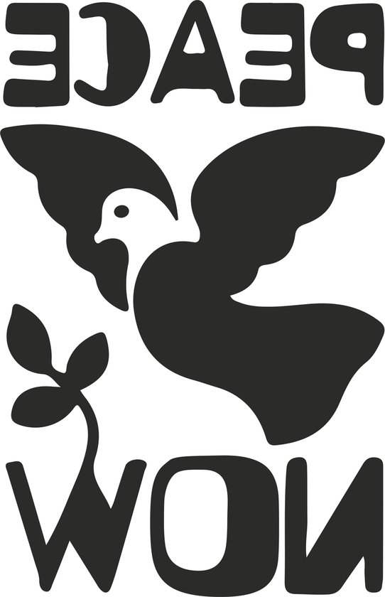 Raamsticker - Peace Now - Duif - Zwart - Spiegelbeeld - 190mm x 294mm | bol