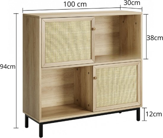 Koffiebar Kast - Dressoir - Opbergkast - Rotan Kast - webbing kastjes ...