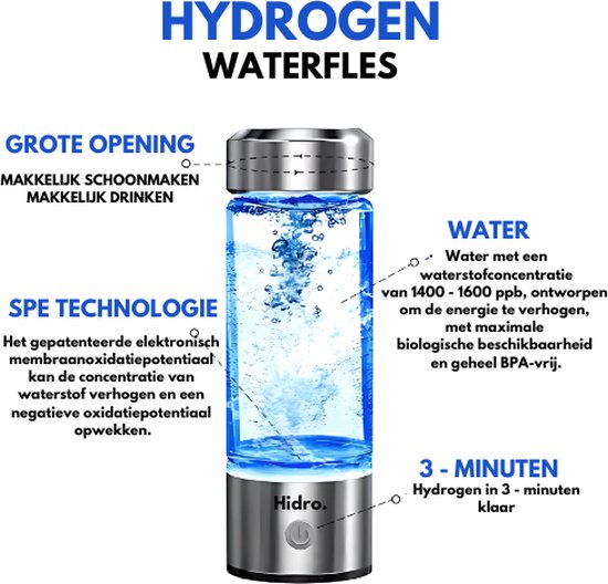 Hidro - Waterstof Generator - Hydrogen Water Fles - H2 Hydro Water ...