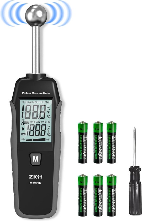 Vochtmeter voor Muren, 20-40 mm - Hout, Metselwerk, Pleisterwerk ...
